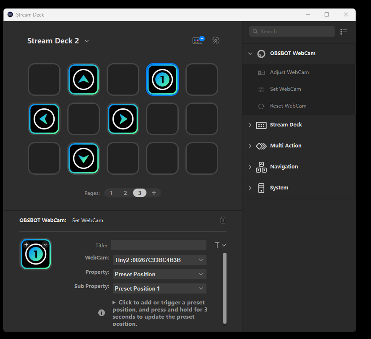 OBSBOT WebCam Plugin on Elgato Stream Deck User Guide